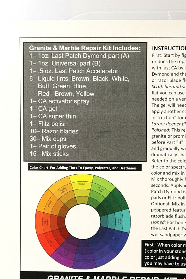 Natural Stone Repair Kit - Marble & Granite, Cracks, Countertop Repair ...