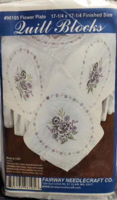 Fairway Needlecraft 17.25 x 17.25" Quilt Blocks FLOWER PLATE 6 Blocks ...