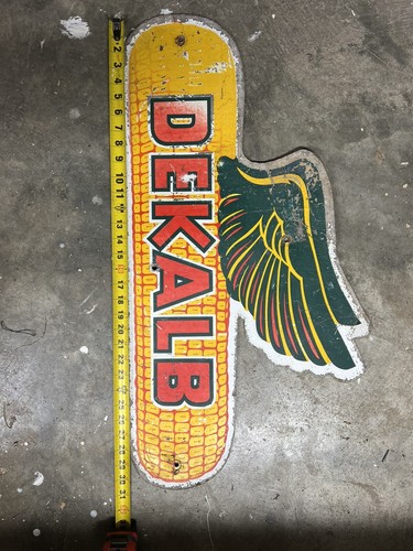 DeKalb Flying Corn Cob Ear Seed Sign Masonite Right Flying Farm 31x16 ...