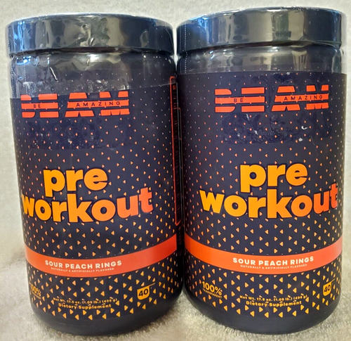 2 PACK BEAM Be Amazing Pre Workout, Sour Peach Rings 2 LB Total Exp 6/ ...