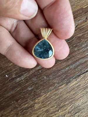 10k Gold Aquamarine Faceted Pear Shape Block Pendant 7.0 grams | eBay