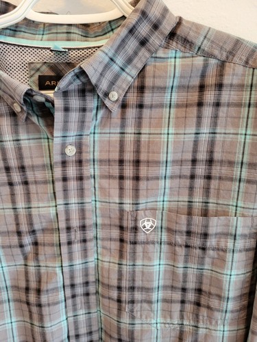 Ariat Pro Series Shirt Men’s SZ XL Button Down Long Sleeve Grey,Teal ...