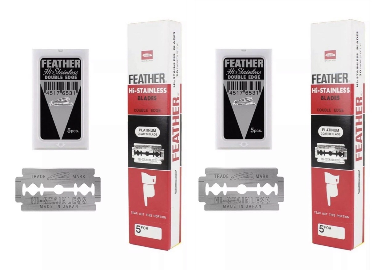 200 Feather Double Edge Safety Razor Shaving Blades Made in Japan 2 ...