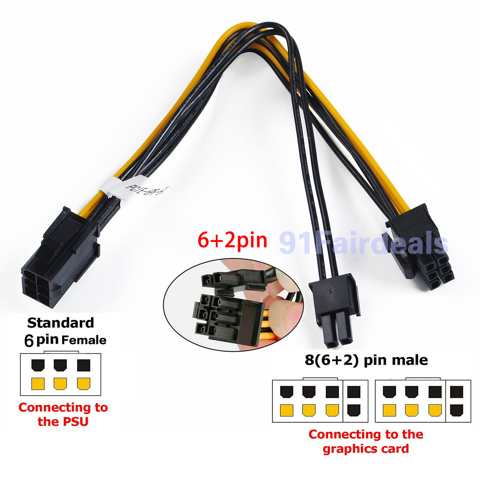 LOT PCI Express 6-pin to 8-pin (6+2 pin) GPU Video Card Power Adapter ...