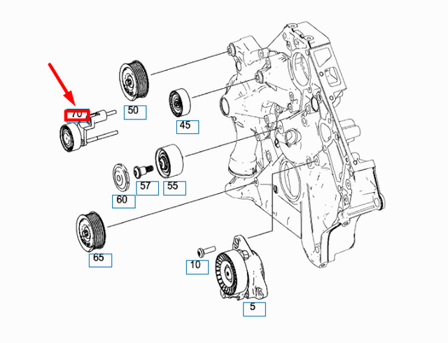 Mercedes-Benz Ml W164 Belt Tightener Sheave Pulley Beam A1562020040 ...