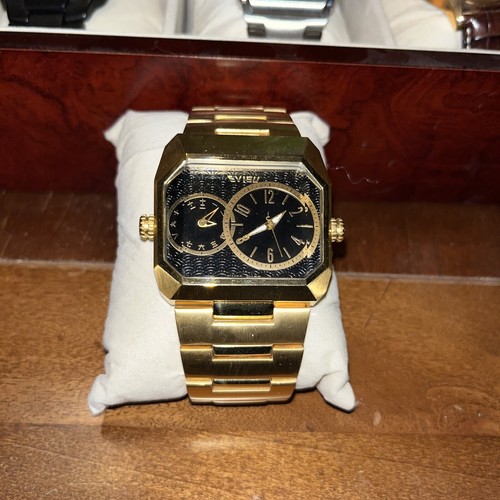 EVISU MASA MENS SWISS MADE STAINLESS QUARTZ WATCH Dual Time Zone Model ...