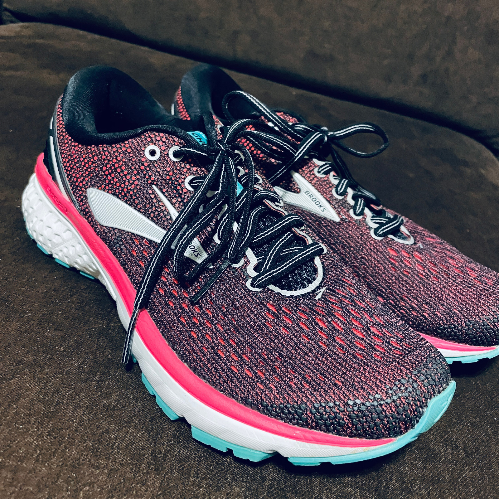 Brooks Ghost 11 Black/Pink/Aqua Running Shoes Women's… - Gem