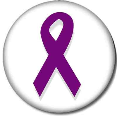 PURPLE RIBBON Pin-Back Button Pin - 6 Sizes Cancer Awareness Epilepsy ...