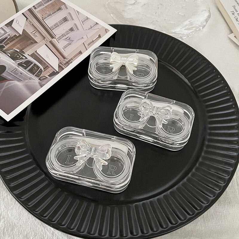 Transparent Bow Contact Lens Box Portable Concise Contact Lenses ...