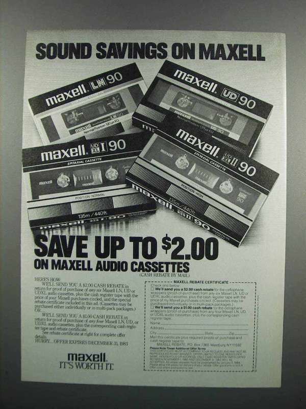 1983 Maxell Audio Cassettes Ad - Sound Savings | eBay