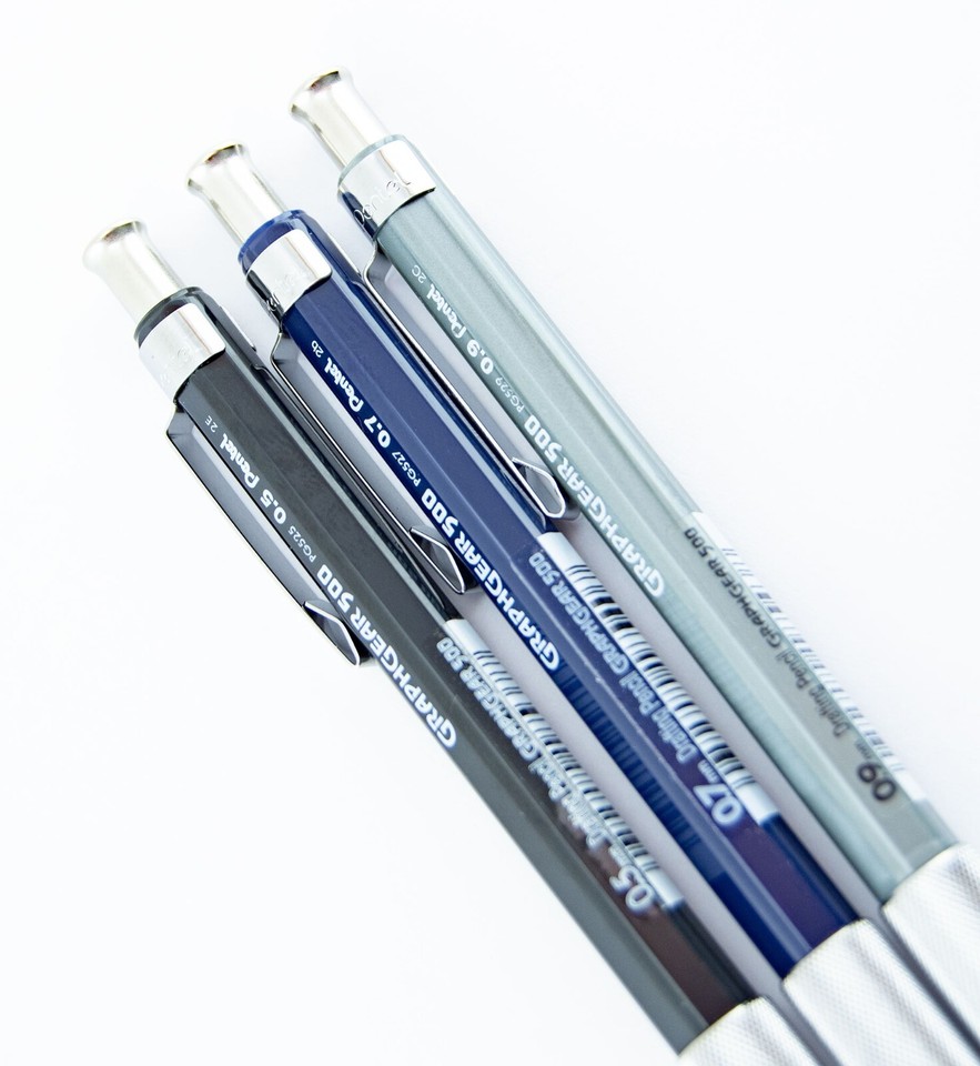 Pentel Graphgear 500 Mechanical Drafting Pencils 0.5 0.7 0.9mm Lead ...