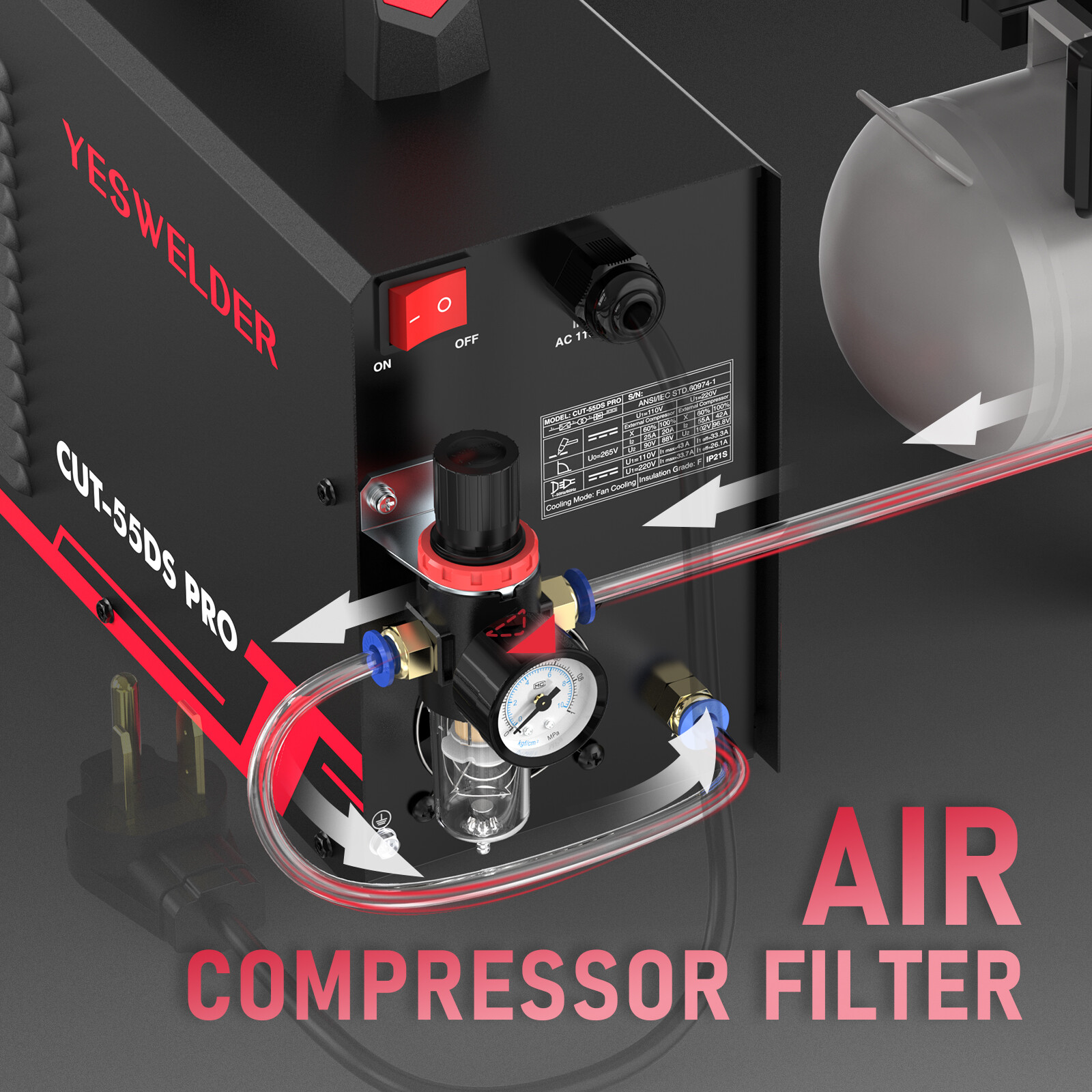 55A Plasma Cutter, Non-Touch Pilot Arc Cutting Machine, 110/220V, Non ...