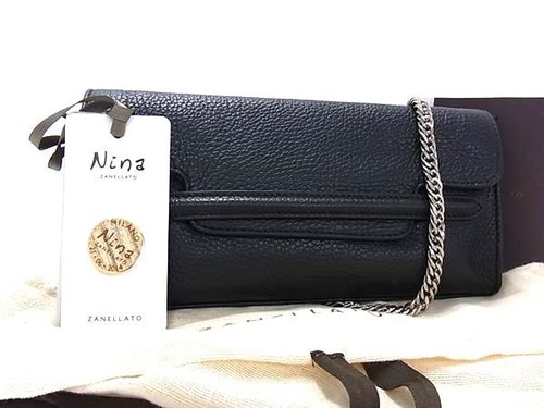 Zanellato Nina Baby Leather Chain Shoulder Bag Pochette Women'S Black ...