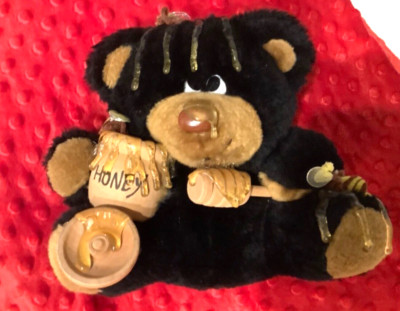 Cranky Yankee Black Teddy Bear Honey Pot with Bees Stuffed Animal Toy 9 ...