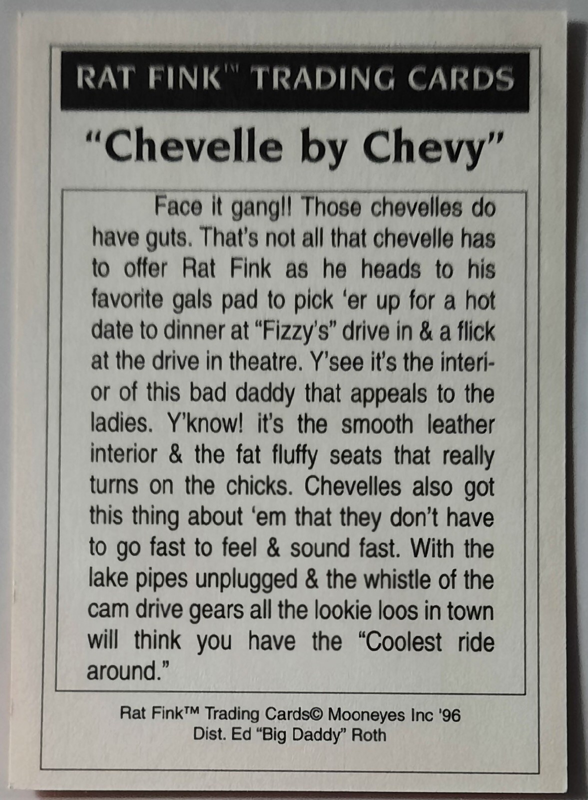 1996 Rat Fink card "Chevelle by Chevy" by Ed "Big Daddy" Roth | eBay