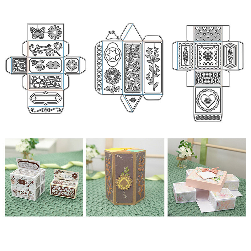 3D Gift Box Metal Cutting Dies Embossing Stencils DIY Scrapbooking ...