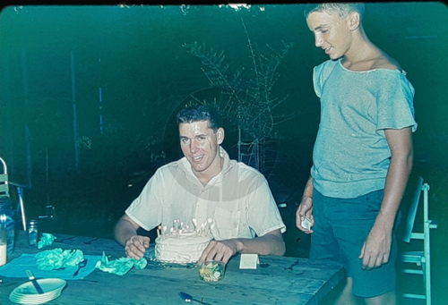 Man Awaits Handsome Buddy to Blow Out Birthday Cake Candles: 1960's ...