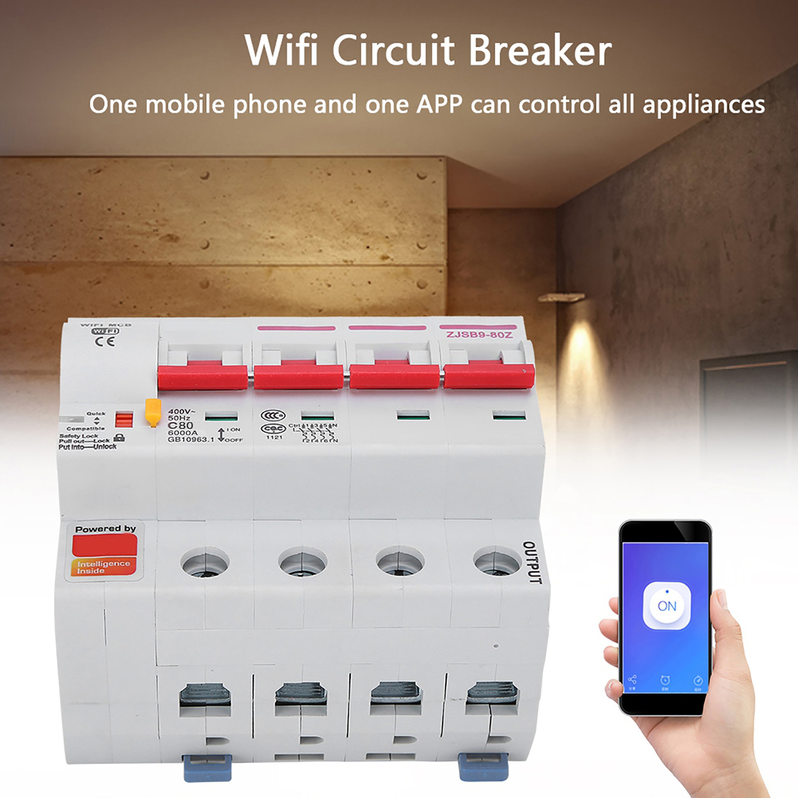 Smart WIFI Circuit Breaker Phone APP Remote Switch PA66-DSM Flame ...