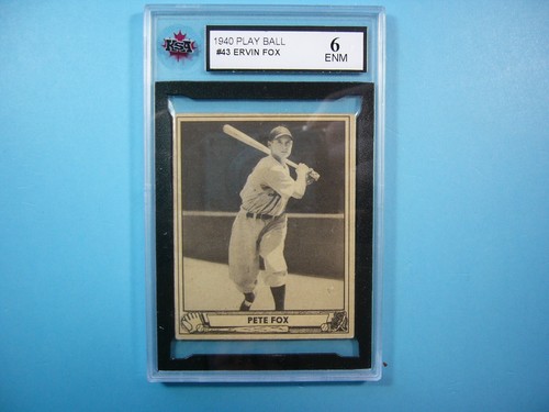 1940 PLAY BALL GUM INC. MLB BASEBALL CARD #43 PETE ERVIN FOX KSA 6 EX ...