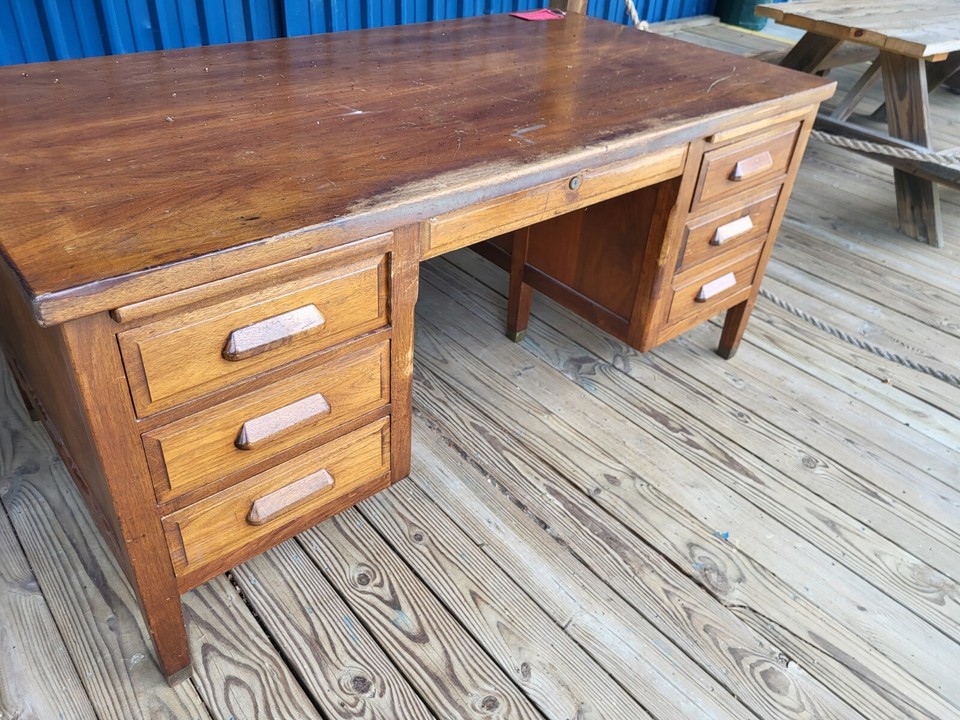 B.O.G.O. Oak Desk, Vintage Wooden Desk, Teacher's Desk,BUY1 GET 1 | eBay