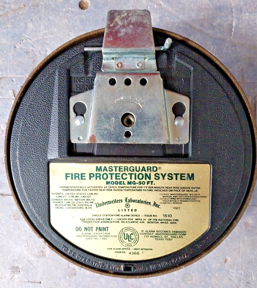 Vintage MasterGuard Heat Activated Fire Alarm MG-50 Heat Detector | eBay