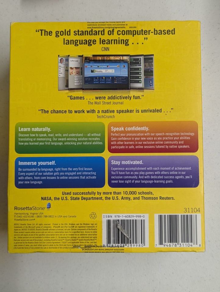 Rosetta Stone - Version 4 Francais Level 1-5 FRENCH - NEW SEALED in Box ...
