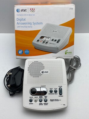 AT&T Digital Answering Machine System Model 1739 With Time & Day Stamp ...