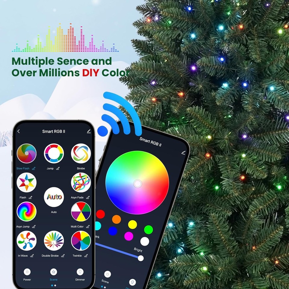 9ft Prelit Artificial Christmas Tree Multi-Color 620L RGB lights for ...