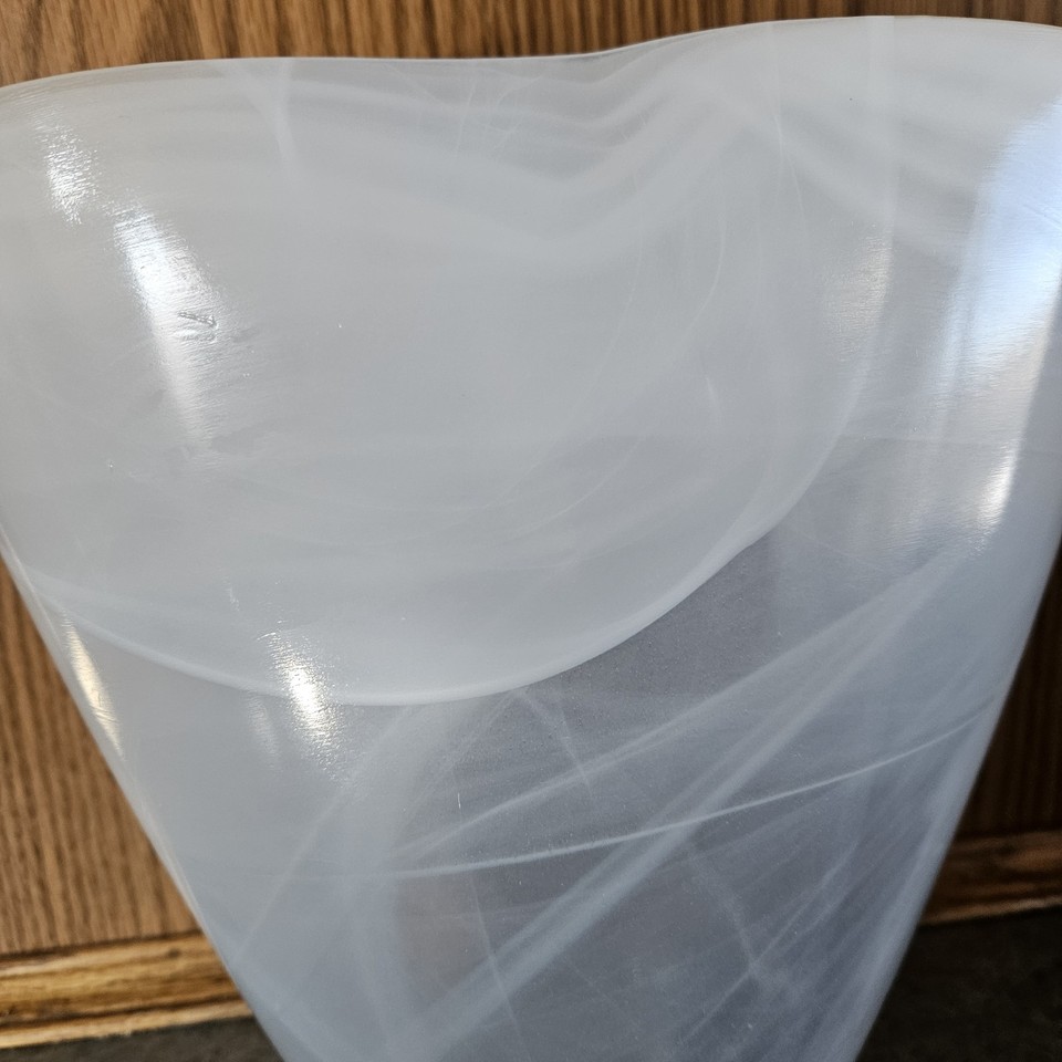 Modern Frosted Art Glass Vase 9" Sculptural Fan Triangle Shape Matte ...