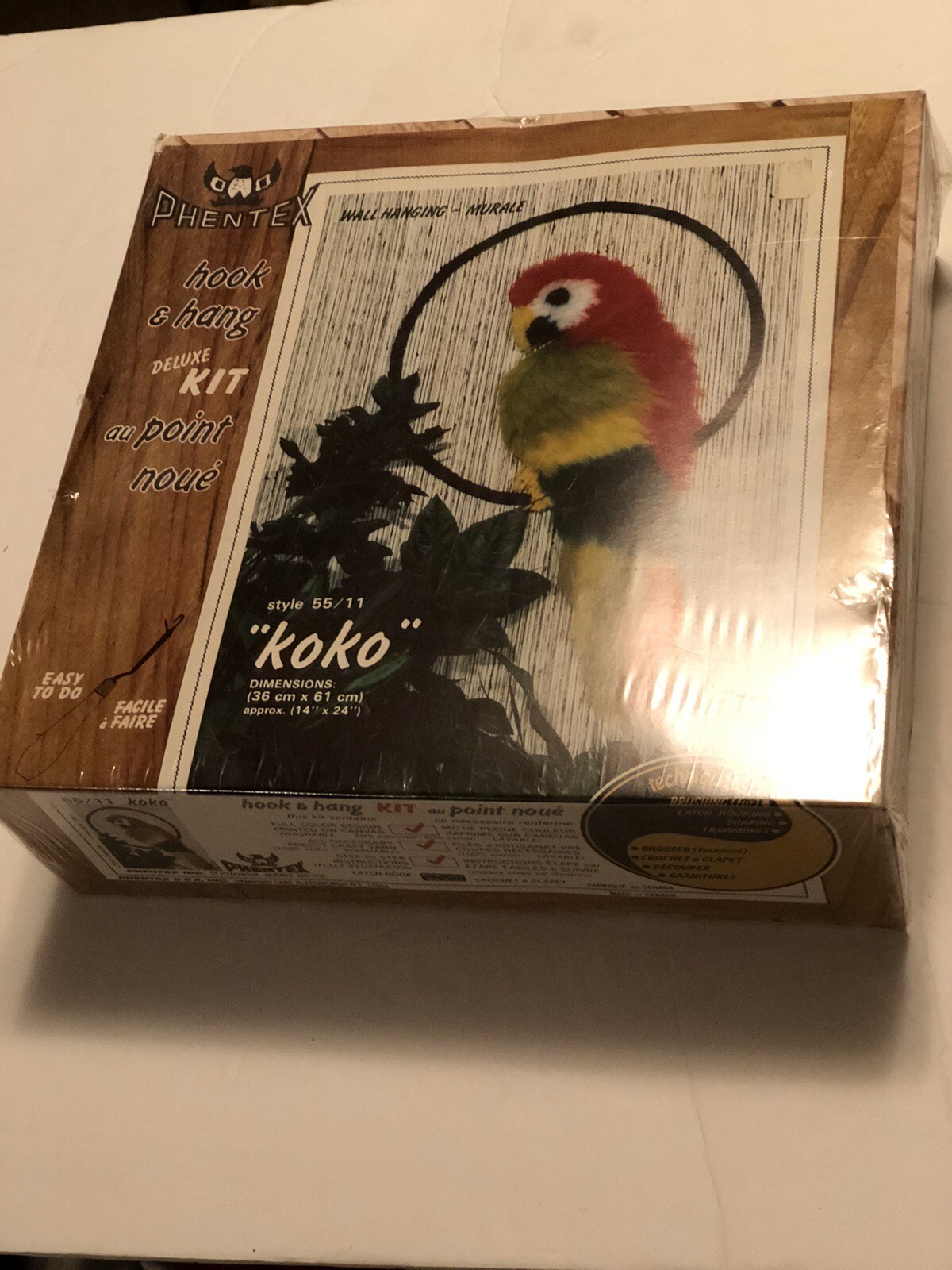 Vtg Parrot Koko Latch Hook Wall Hanging Murale Kit Phentex Canada for ...