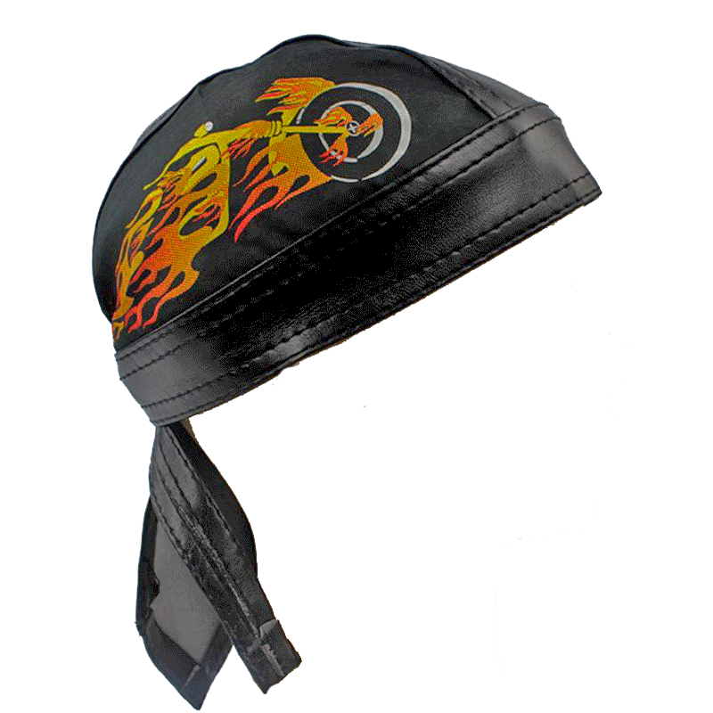 SKULL CAP Biker Cotton Faux Leather Motorcycle Bandana Head Wrap Du Do ...