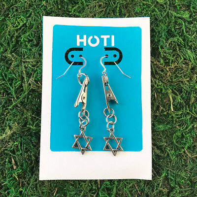 HOTI Hemp Handmade Star of David Charms Roach Clip Earrings Isreal ...