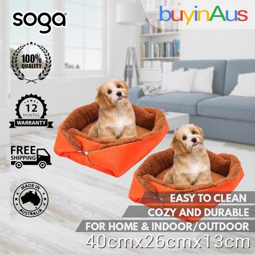 SOGA 2X Orange Fluffy Pet Nest Soft Cat Dog Calming Mat Deluxe Warm ...