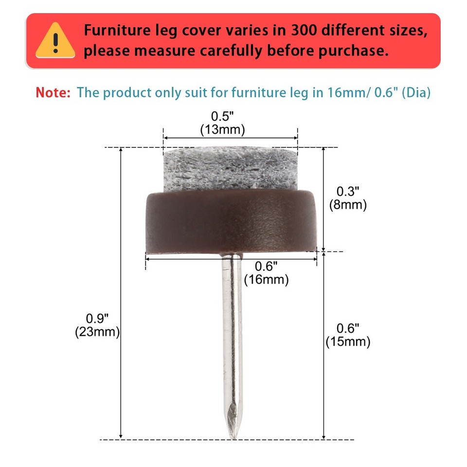 Desk Furniture Feet Legs Floor Protector Felt Pad Nails 16mm Diameter ...