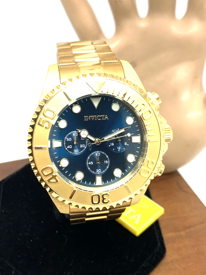 Invicta Men's Watch 36974 Pro Diver Quartz Chronograph Gold Steel Blue ...