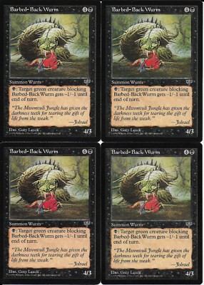 MTG: BARBED-BACK WURM Mirage UNCOMMON; played, Excellent condition x4 ...