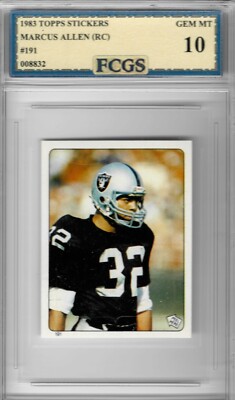 1983 Topps Stickers Marcus Allen RC #191 Graded FCGS 10 GEM MINT!!! | eBay