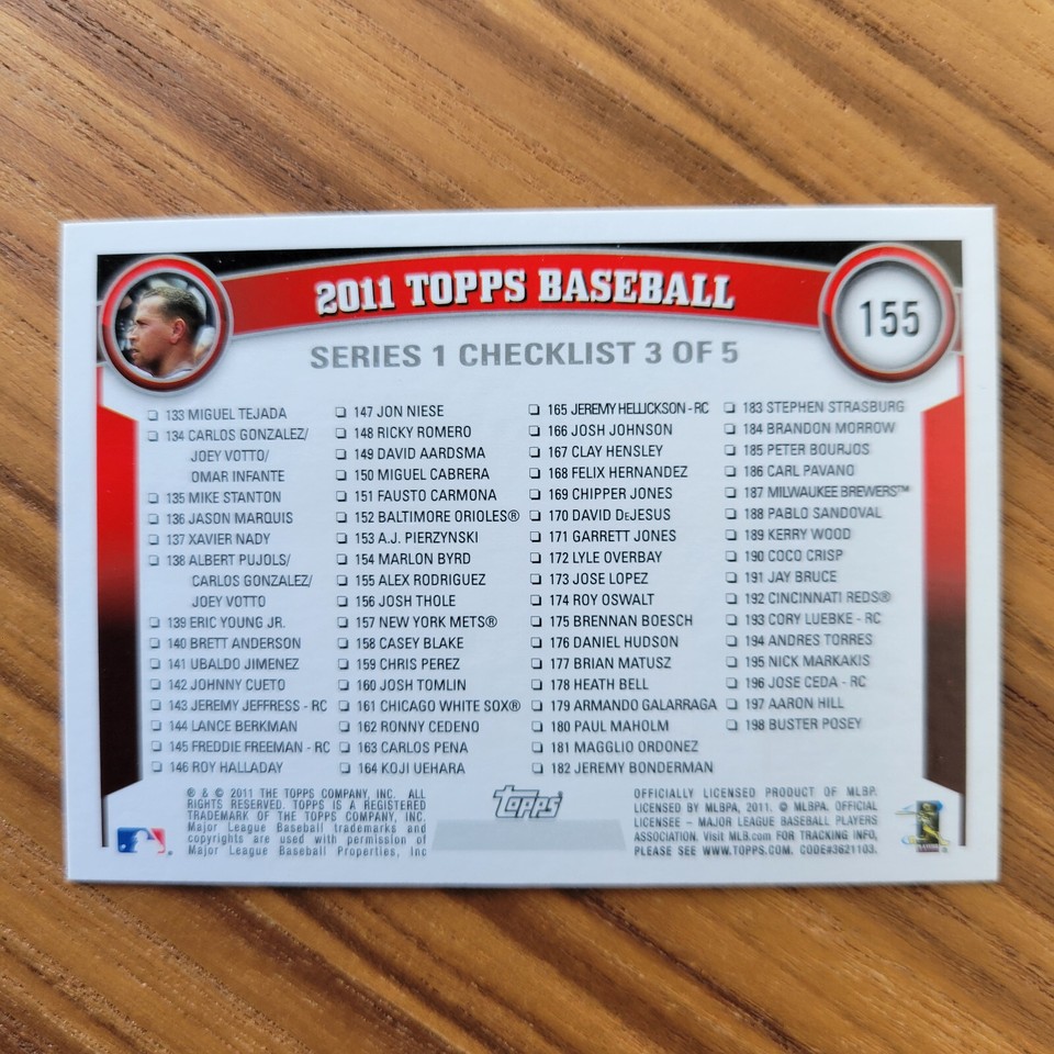 ALEX RODRIGUEZ - 2011 Topps #155 Checklist - Diamond Anniversary - N.Y ...