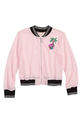 Truly Me Mesh Bomber Jacket (Girls) Front zip closure, Semi-sheer, 3T ...