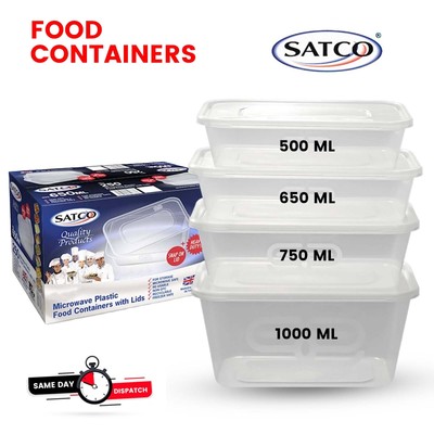Satco Clear Plastic Food Containers With Lids Microwave Freezer Safe ...