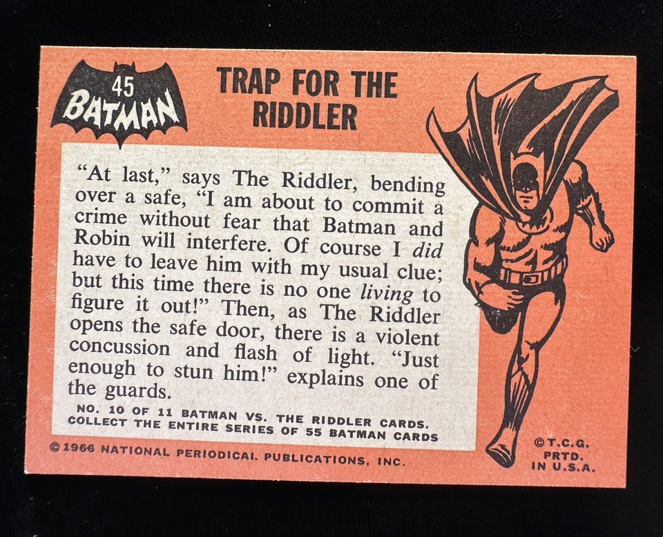 1966 TOPPS BATMAN BLACK BAT #45 TRAP FOR THE RIDLER CARD COMBINE SHIP ...