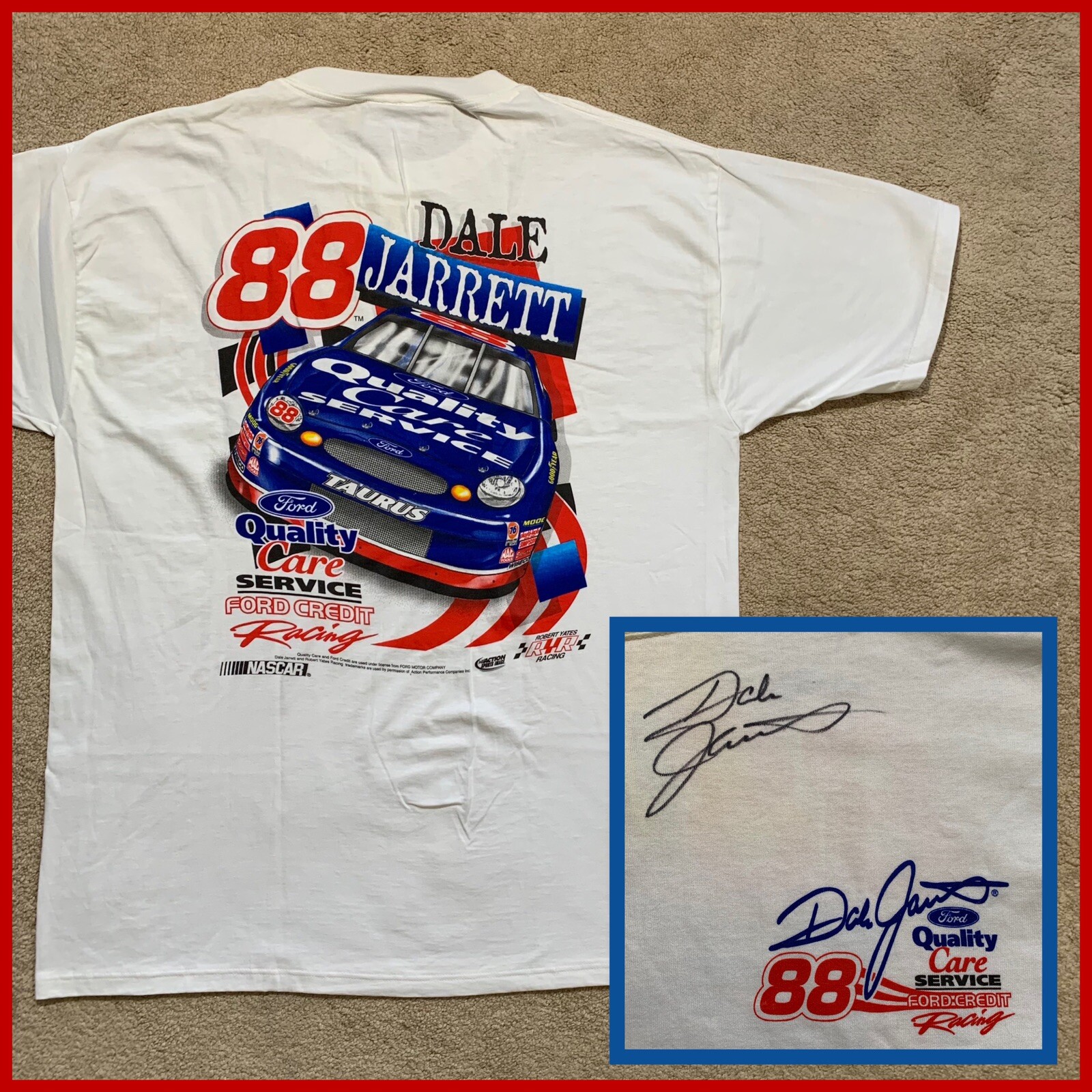 DALE JARRETT 88 Ford Motor / Robert Yates Racing Autographed NASCAR T ...