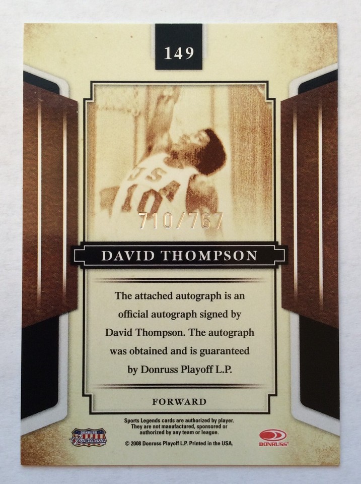 2008 DONRUSS SPORTS LEGENDS DAVID THOMPSON AUTOGRAPH - RED 710/767 | eBay