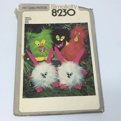 Vintage 70s Toy Fuzzys CUT Sewing Pattern s8230 Weepul Pom Pom Monster ...