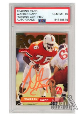 Warren Sapp 1995 Skybox Impact Autograph Rookie Card #179 PSA/DNA 10 ...