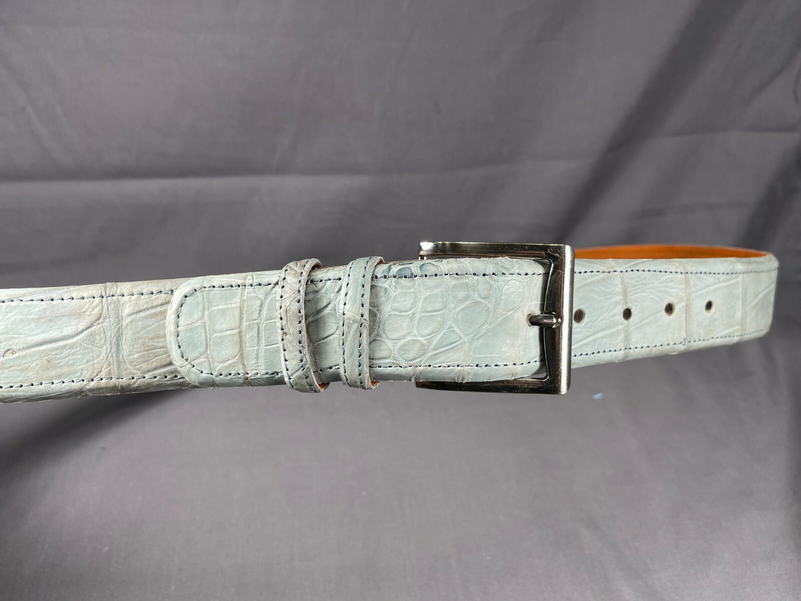 Genuine GRAY Alligator-Crocodile skin Waist 39-40 Belt Size 41-42 x 1.5 ...
