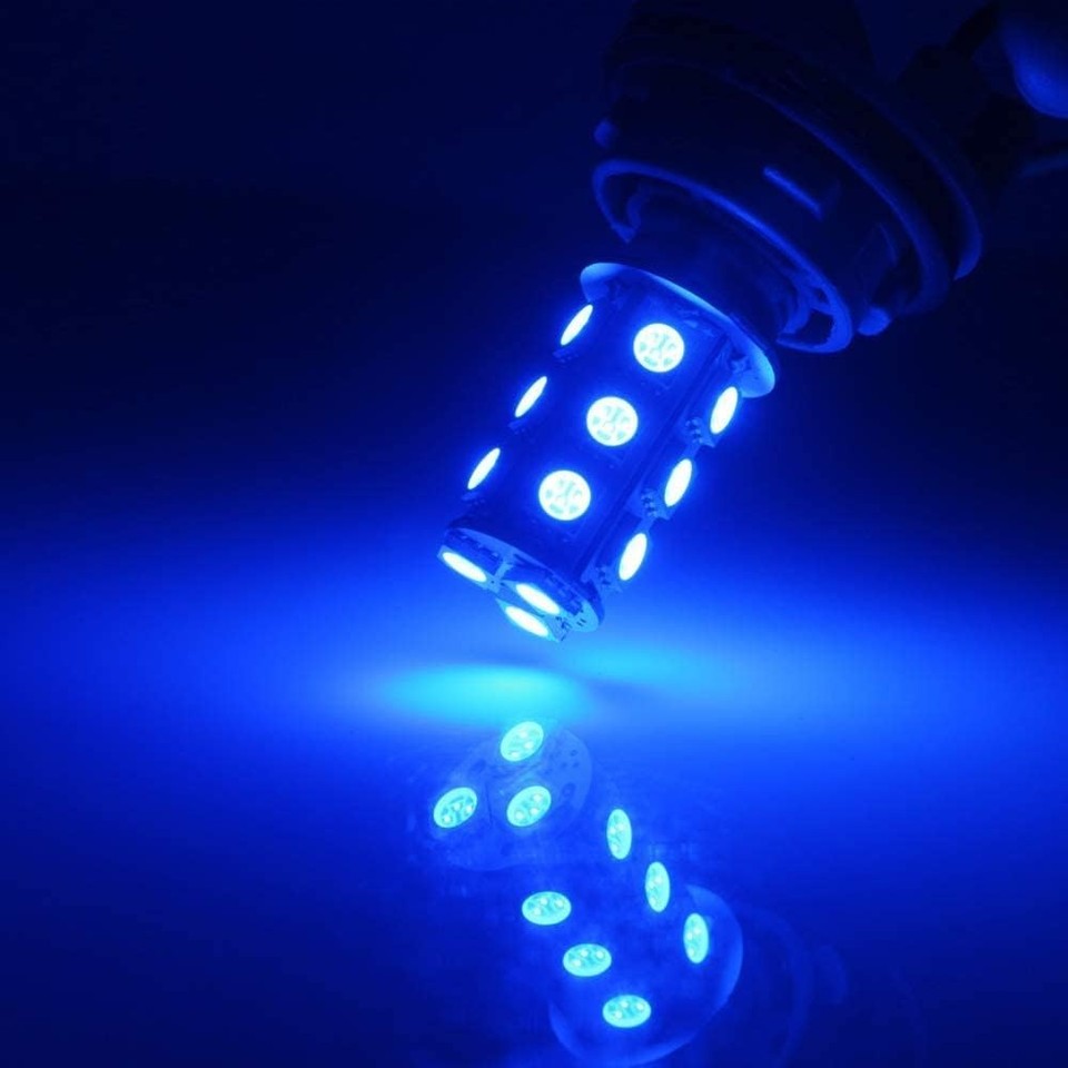 E-Bright Blue 1157 Led Bulb, 1016 1034 7528 BAY15D Base 18 SMD 5050 ...