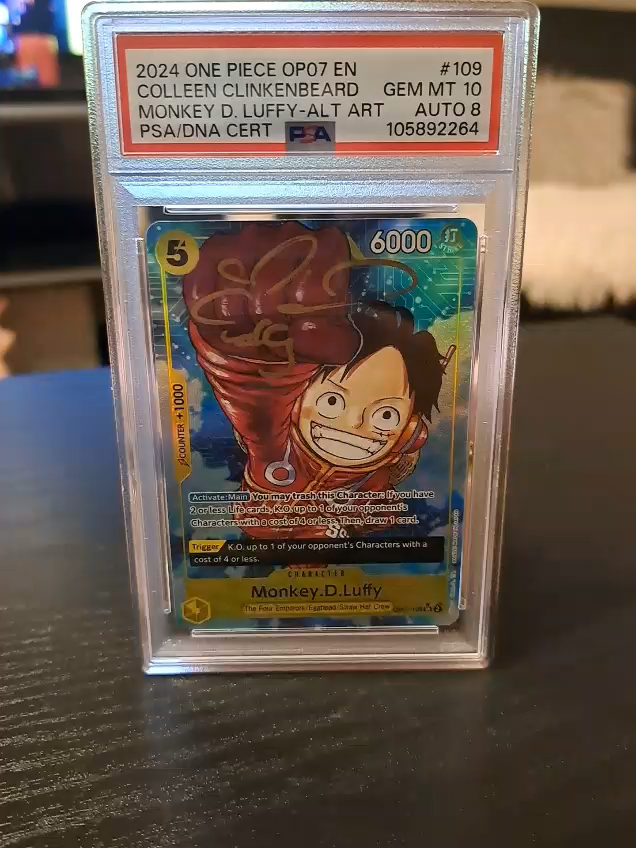 PSA 10 / Auto 8 Monkey D. Luuffy OP07 #109 Alt Art Gold Signature One ...
