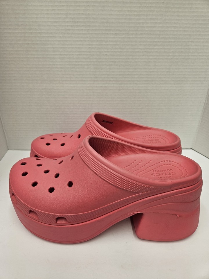 NEW! CROCS SIREN CLOG Women Hyper Pink Chunky Heel Comfort Slip On ...