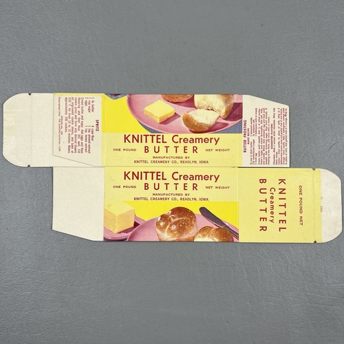 Vintage Knittel Creamery Empty One Pound Butter Box Readlyn Iowa Dairy ...